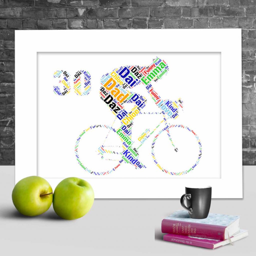 Bike 30th word art print - word art prints - word art app
