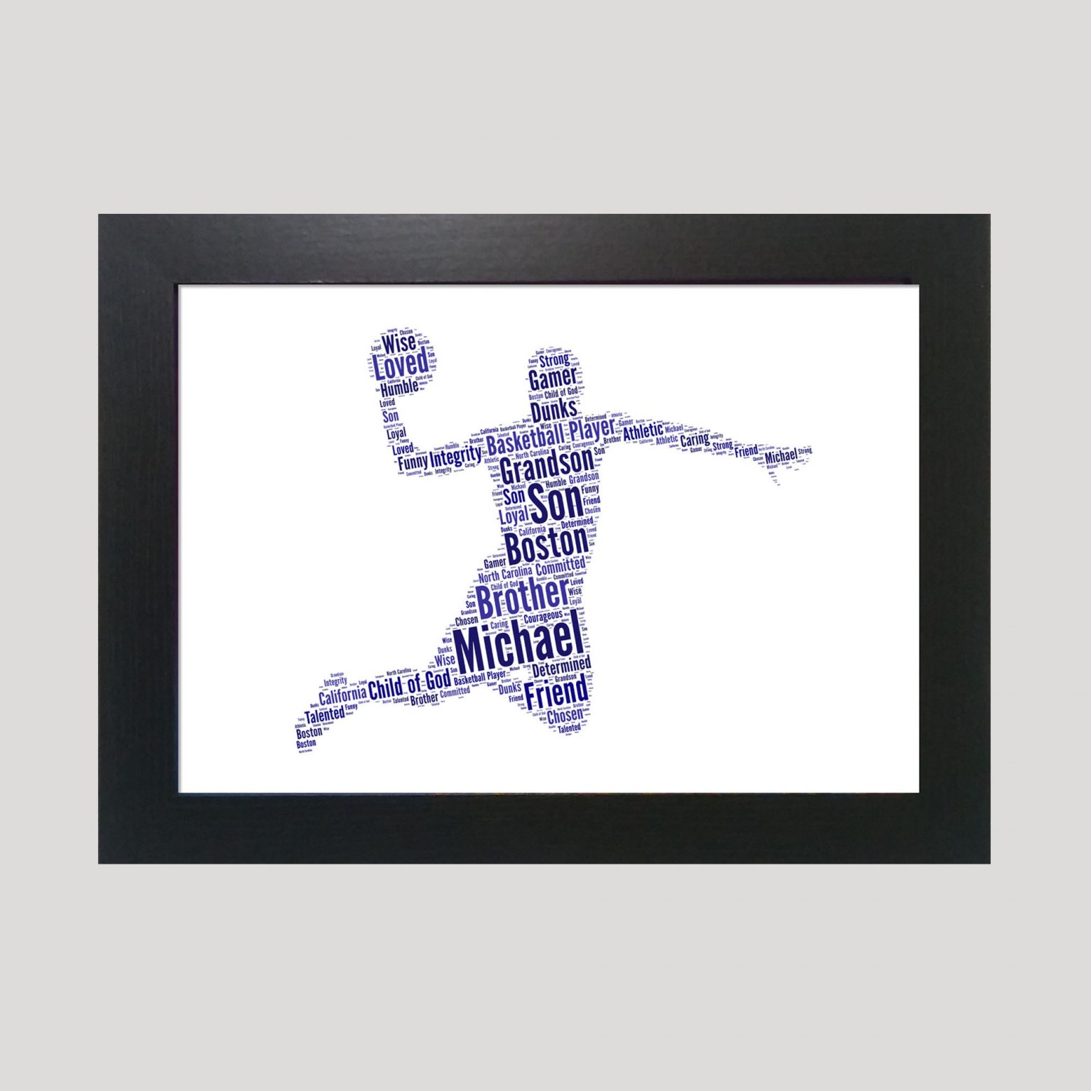 Personalised Basketball word art print - word art prints - word art app