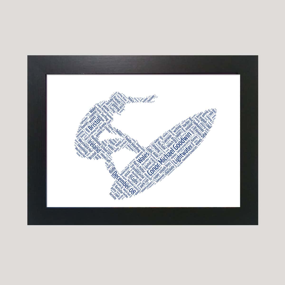 Personalised Surfer word art print - word art prints - word art app