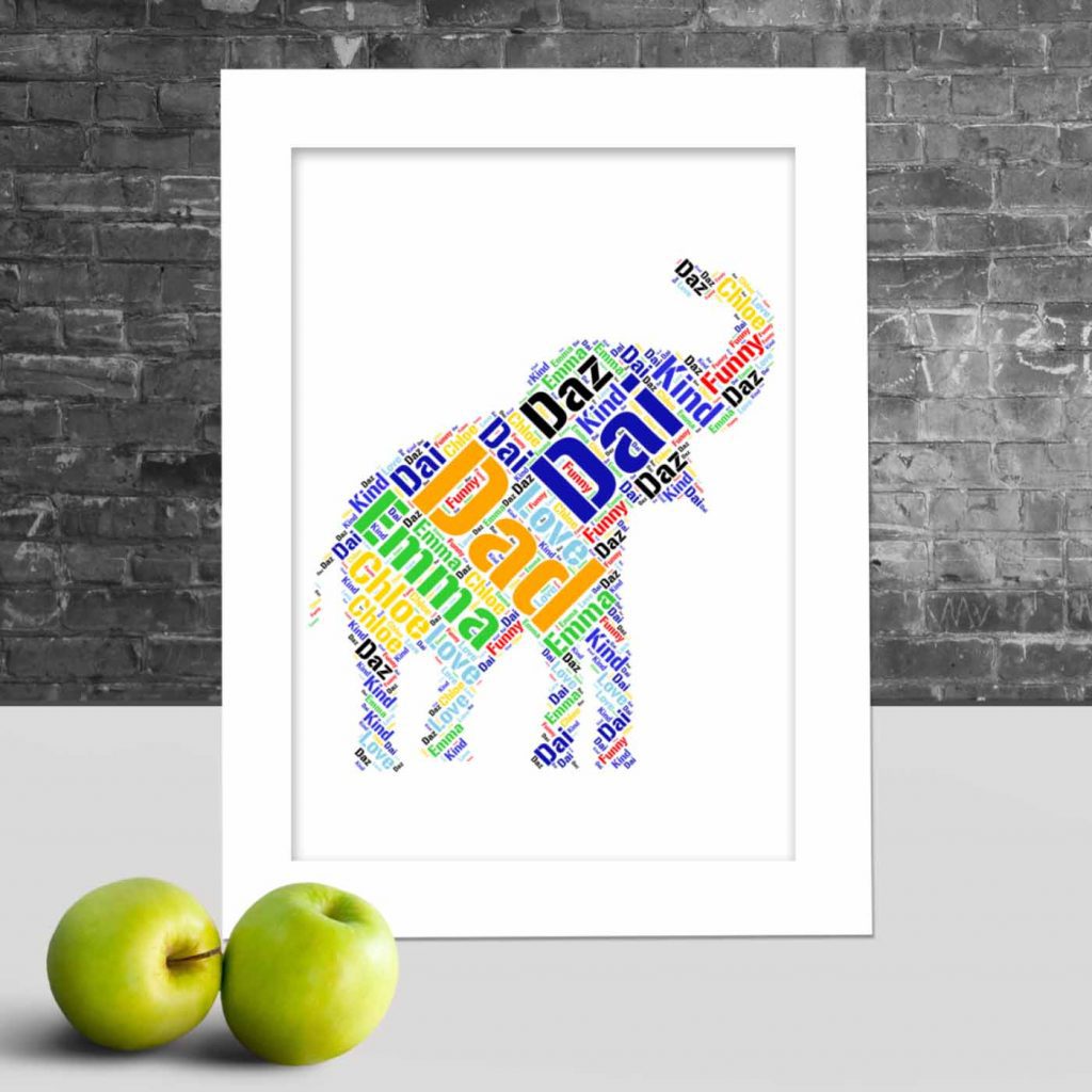 Personalised Elephant word art print - Word Art Prints - Word Art App